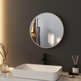 Meykoers - Einfache Badspiegel ф40cm Gebürstetes Gold Rahmen Rund Wandspiegel Badezimmerspiegel