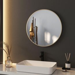 Einfache Badspiegel ф50cm Gebürstetes Gold Rahmen Rund Wandspiegel Badezimmerspiegel - Meykoers