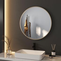 Einfache Badspiegel ф60cm Gebürstetes Gold Rahmen Rund Wandspiegel Badezimmerspiegel - Meykoers
