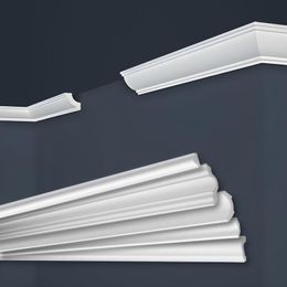 Marbet DESIGN Stuckleisten XPS Styropor weiß 2 Meter Deckenleisten Wandleisten E-Leisten Modelle: E-28 / 31x31mm, 50 Meter / 25 Leisten
