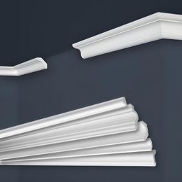 Marbet Design - Stuckleisten xps Styropor weiß 2 Meter Deckenleisten Wandleisten E-Leisten Modelle: E-24 / 29x29mm, 30 Meter / 15 Leisten