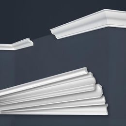 Marbet Design - Stuckleisten xps Styropor weiß 2 Meter Deckenleisten Wandleisten E-Leisten Modelle: E-22 / 30x31mm, 30 Meter / 15 Leisten