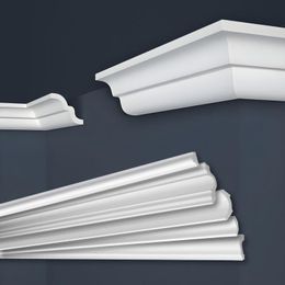 Marbet Design - Stuckleisten xps Styropor weiß 2 Meter Deckenleisten Wandleisten E-Leisten Modelle: E-21 / 62x62mm, 20 Meter / 10 Leisten