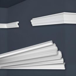 Marbet Design - Stuckleisten xps Styropor weiß 2 Meter Deckenleisten Wandleisten E-Leisten Modelle: E-19 / 21x40mm, 50 Meter / 25 Leisten