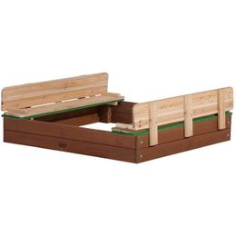AXI Sandkasten Ella aus Holz mit Deckel XL Sand Kasten mit Sitzbank & Abdeckung für Kinder 120 x 120 cm - Braun