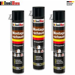 Isolbau - 3 x 750 ml montageschaum mit aussprührohr pu-schaum bauschaum 1K