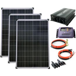 Solartronics Set 3x100W Poly Solar Modul 20A Laderegler gelb Spannungswandler NM1500 1500W mod Kabel Stecker