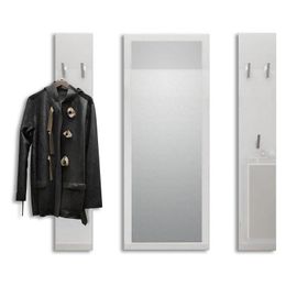 Garderoben Set Paneel Wandgarderobe Wandhaken Spiegel Flur Möbel Spot Hochglanz - Weiß Hochglanz - Weiß Hochglanz - Vladon