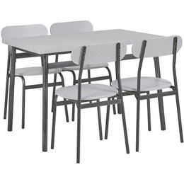 Beliani Essgruppe Grau/Schwarz Stahl und MDF-Platte rechteckiger Tisch 110x70 cm mit 4 Stühlen Moderner Industrieller Retro Stil Küche Wohn-Küche - Schwarz