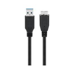 goobay USB 3.2 Gen 1 Kabel, USB-A Stecker > Micro-USB Stecker (Typ B) schwarz, 1,8 Meter, SuperSpeed