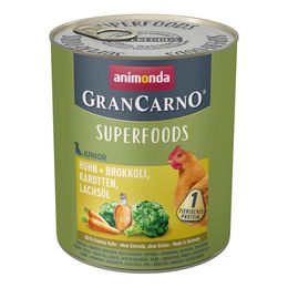 animonda GranCarno superfoods Junior Huhn + Brokkoli, Karotte, Lachsöl 6x800g