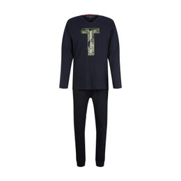 Tom Tailor Herren Pyjama mit Logo Print, blau, Logo Print, Gr. 54