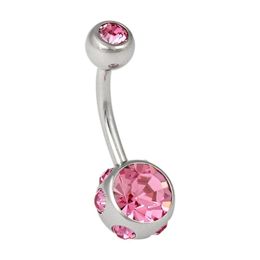 Firetti Bauchnabelpiercing Schmuck Geschenk Piercing Körperschmuck, mit Kristallen, grau|rosa