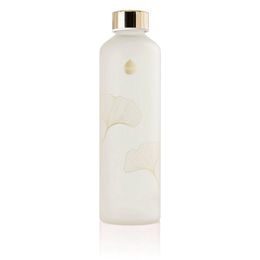 Equa Trinkflasche Mismatch - Ginkgoblatt, Borosilikatglas, sandgestrahlt, 750 ml, goldfarben|weiß