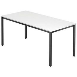 Hammerbacher Konferenztisch VDQ16 weiß rechteckig, Vierkantrohr schwarz, 160,0 x 80,0 x 72,0 cm