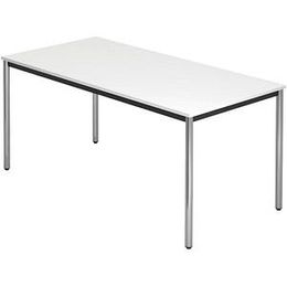 Hammerbacher Konferenztisch VDR16 weiß rechteckig, Rundrohr chrom, 160,0 x 80,0 x 72,0 cm