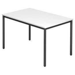 Hammerbacher Konferenztisch VDR12 weiß rechteckig, Rundrohr schwarz, 120,0 x 80,0 x 72,0 cm