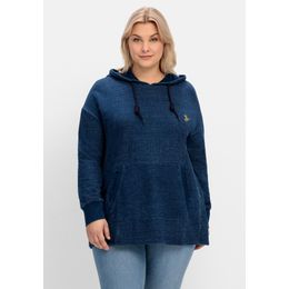 sheego Große Größen: Kapuzensweatshirt mit Kängurutasche, in Denim-Optik, dark blue Denim, Gr.56/58