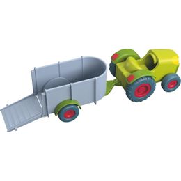Haba Spielzeug-Traktor Little Friends - Traktor mit Anhänger, grün