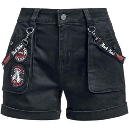Rock Rebel by EMP Bequeme Shorts mit Patches und Riemen Short schwarz in 27