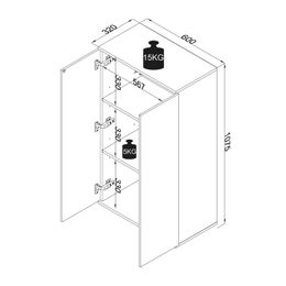 Vcm Holz Kommode Sideboard mit Dreht&uuml;ren Ma&szlig;e ca. H. 108 x B. 60 x T. 32 cm - Dalosa 3