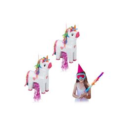 Relaxdays Papierdekoration 2 x Pinata Einhorn