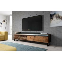 Furnix - tv Lowboard Kommode Bargo 180 cm TV-Schrank Metallfüße ohne led old wood