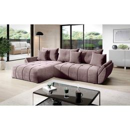 Ecksofa calvani Schlaffunktion Bettkasten Kissen Couch L-Form modern MH62 - Lila - Furnix
