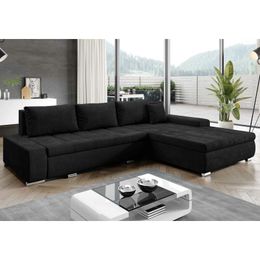 Furnix - Ecksofa tommaso Sofa mit Schlaffunktion Bettkasten Kissen Couch l mh 97 Dunkelgrau