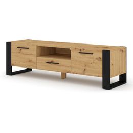 Bim Furniture - TV-Schrank nuka 160 cm im industriellen stil handwerks-eiche / schwarz matt