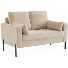 Sweeek - 2-Sitzer-Sofa, mit Cordbezug und Metallfüßen, Cord, Beige