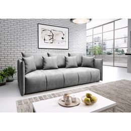 Furnix - Sofa asvil 3-Sitzer Schlafsofa Couch mit Schlaffunktion Bettkasten MH84 Hellgrau