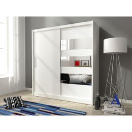 3xe Living - 3xEliving Moderner, geräumiger Kleiderschrank Patryk iii 180 cm mit einem Spiegel in weiß - weiß