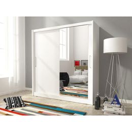 3xe Living - 3xEliving Moderner, geräumiger Kleiderschrank Patryk i 180 cm mit einem Spiegel in weiß - weiß