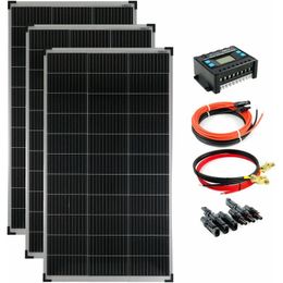 Solartronics Komplettset 3x140 Watt Solarmodul 30A Laderegler Kabel Stecker Solar Photovoltaik Inselanlage