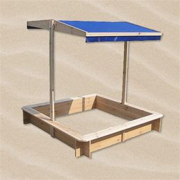 Mucola Sandkasten Sandbox Sandkiste Spielhaus Holz mit verstellbaren Dach blau neu
