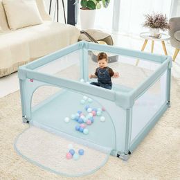 Goplus - Baby Laufstall mit 50 Spielbaellen, 120x120cm, Krabbelgitter für Kleinkinder & Saeulinge, stabiler Laufgitterzelt mit atmungsaktivem Netz,