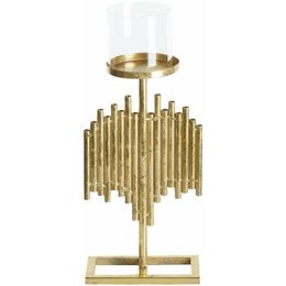 Beliani Kerzenständer Gold Metall 47 cm mit Glaszylinder Glamour Design Handgefertigt Tischdeko Accessoire Dekoartikel Deko Haushalt & Wohnen - Gold