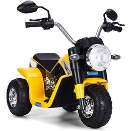 6V Elektro Motorrad mit Scheinwerfer und Hupe, Kindermotorrad Dreirad, Elektromotorrad, Kinderfahrzeug 3-4 km/h fuer Kinder ab 3 Jahren Gelb - Costway