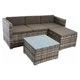 EstexoH&G Rattan Lounge Sitzgruppe Gartenmöbel Set Couch 3-Sitzer Rattanmöbel Beige-Braun