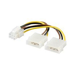 goobay Internes PC-Stromkabel 2x 5,25-Stecker auf PCI Express 6-pin schwarz/gelb, 15 cm