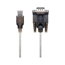 goobay USB 2.0 Adapterkabel, USB-A Stecker > Seriell RS-232 Stecker transparent, 1,5 Meter