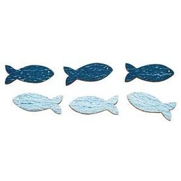 Rayher Holz-Streudeko hellblau/dunkelblau Fische mit Klebepunkte 8 St.