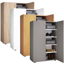 Vcm Holz-Schuhschrank Ma&szlig;e: H. 110 x B. 70 x T. 39 cm Allzweckschrank 5 F&auml;cher 2 Dreht&uuml;ren&ndash; Lona