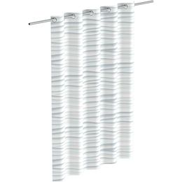 EISL® Textil Duschvorhang mit Motiv white wave (180x200 cm), waschbarer Antischimmel Vorhang, blickdichter Vorhang Dusche - Weiß