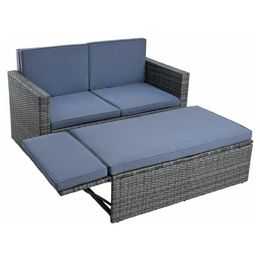 EstexoH&G Estexo - Gartenmöbel Polyrattan Sitzgruppe Lounge Gartensofa Essgruppe Set Anthrazit-Grau