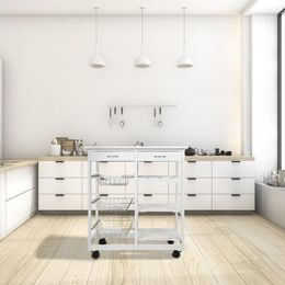 WYCTIN Kücheninsel Küchenwagen Sideboard Küchenwagen Küchenschrank Weiß 67x37x75cm