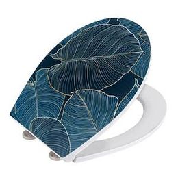 Wenko WC-Sitz mit Absenkautomatik Big Leaves blau