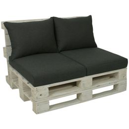 GO-DE Palettenkissen, 60x80 cm, 12 cm gepolstert, 2 Sitz- und 2 Rückenkissen für 1 Palette, grau