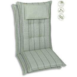 GO-DE Sesselauflage Sesselauflage hoch, (Set, 2 St), Olefin, grau|grün
